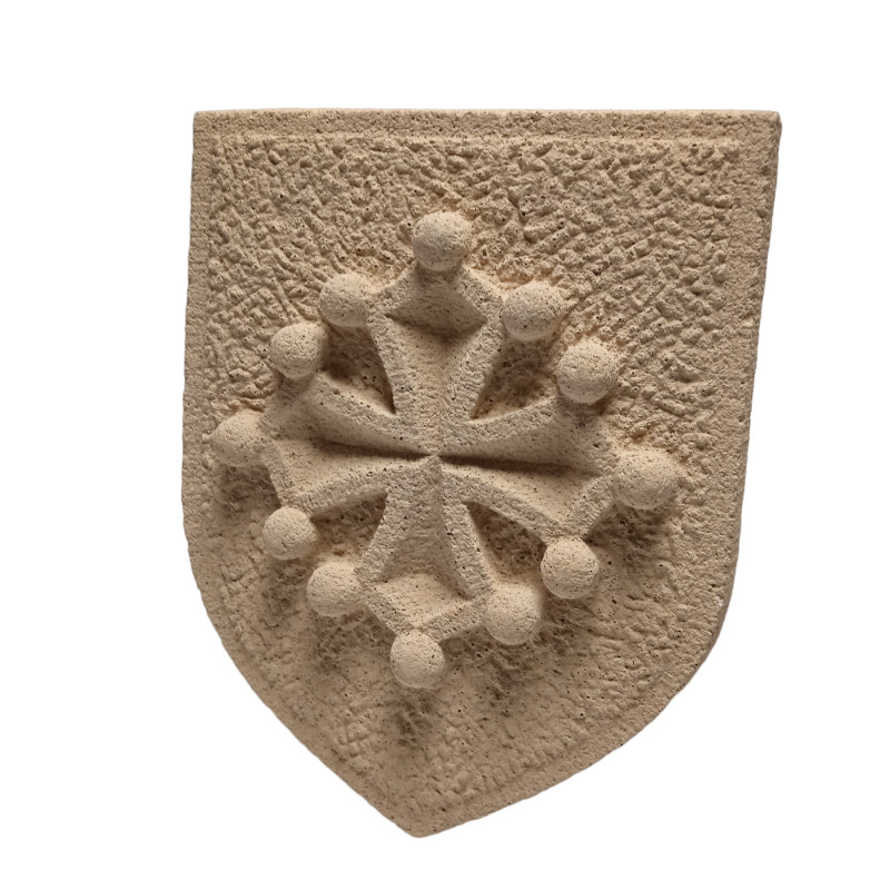 Blason Croix Occitane, croix d'Occitanie, véritable pierre reconstituée