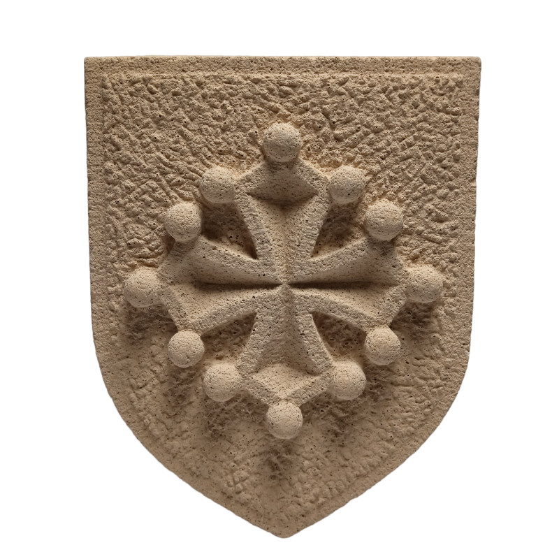 Blason Croix Occitane, croix d'Occitanie, véritable pierre reconstituée
