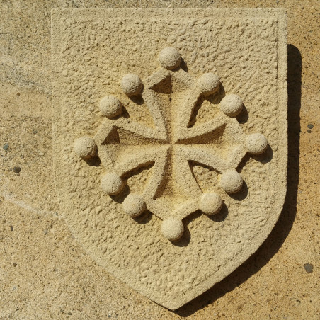 Blason Croix Occitane, croix d'Occitanie, véritable pierre reconstituée