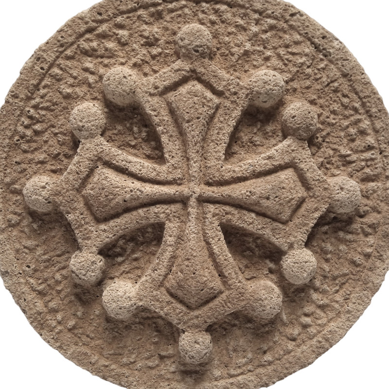 Croix Occitane ronde 20cm, aspect ancien, croix Cathare ou d'Occitanie