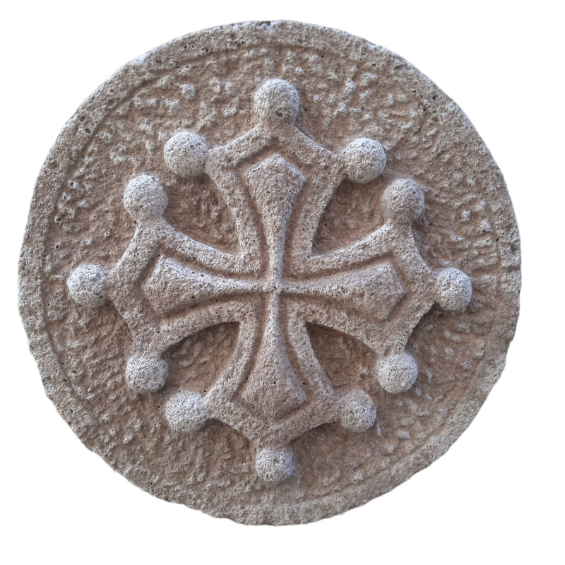 Croix Occitane ronde 20cm, aspect ancien, croix Cathare ou d'Occitanie