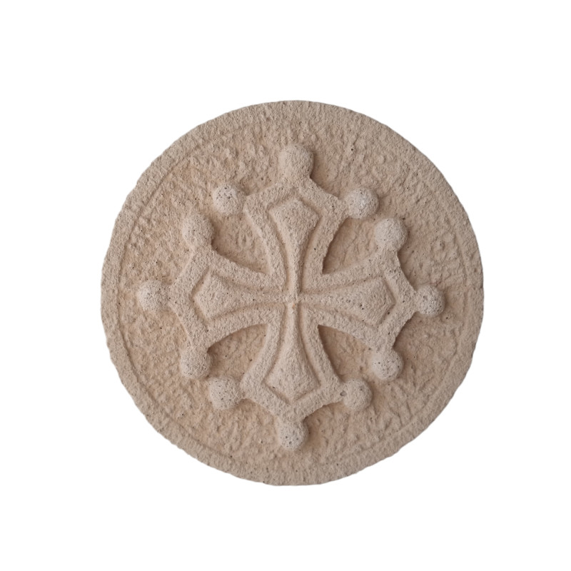 Croix Occitane ronde 20cm, croix d'Occitanie ou Cathare, moulage de pierre
