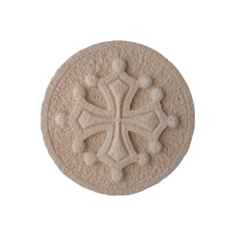 Croix Occitane ronde 20cm, croix d'Occitanie ou Cathare, moulage de pierre